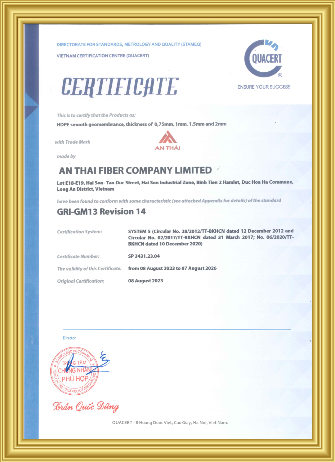 Công Ty TNHH Xơ Sợi An Thái - Thai Chau - APT Geotextile