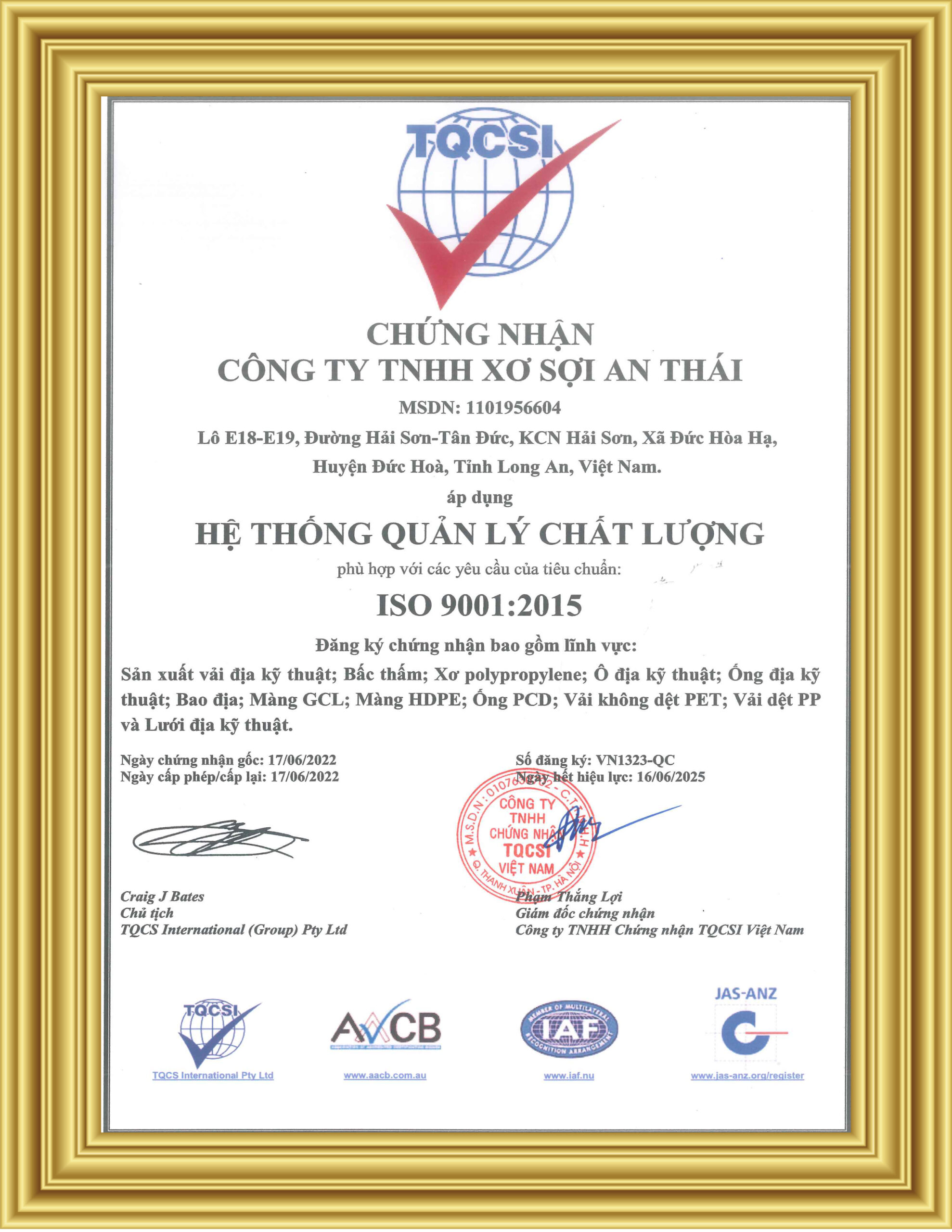Công Ty TNHH Xơ Sợi An Thái - Thai Chau - APT Geotextile